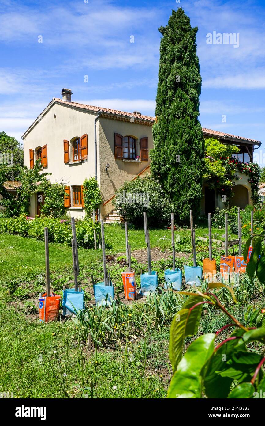 Garden in spring, Livron, Drôme, France Stock Photo - Alamy