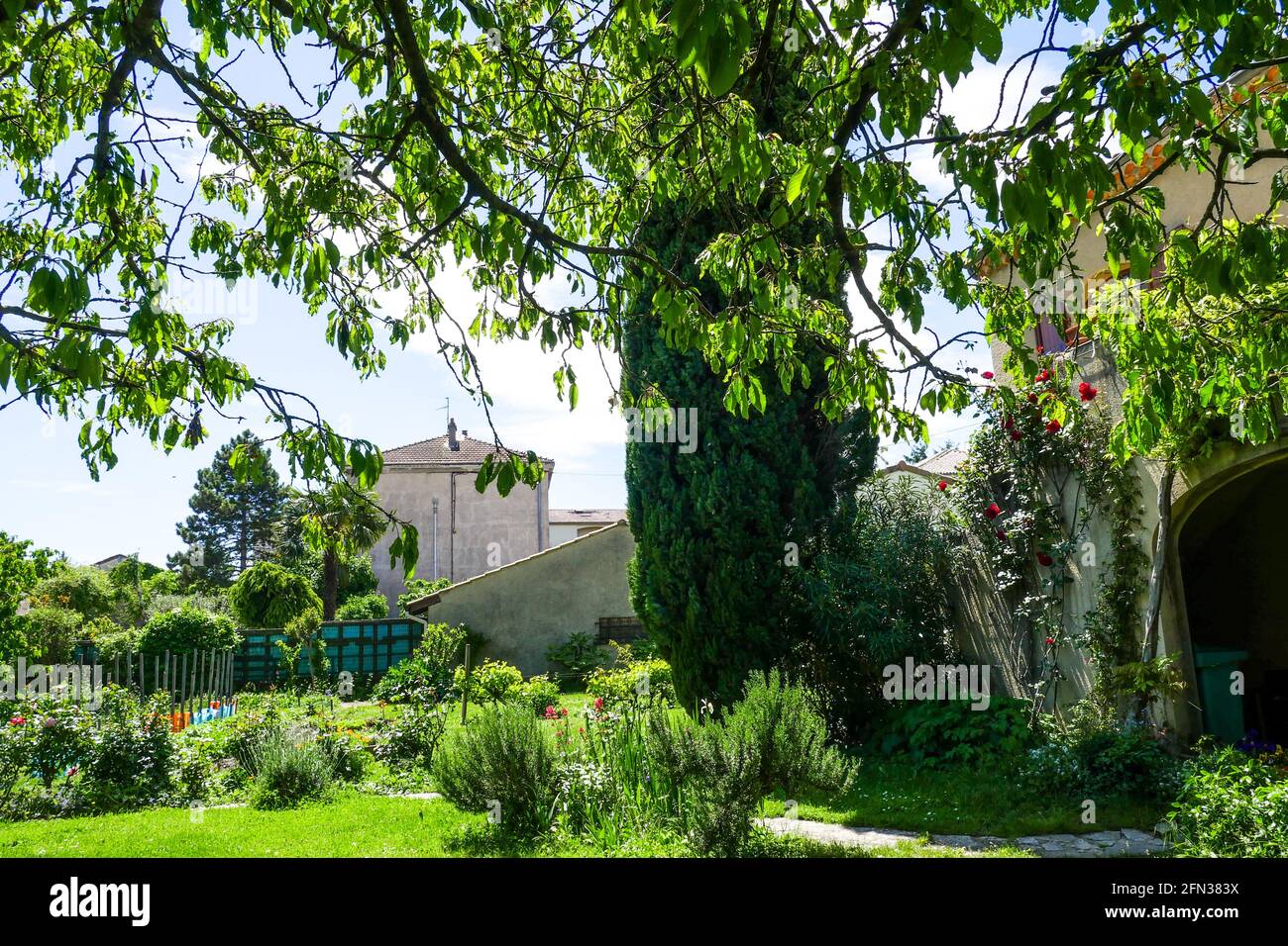 Garden in spring, Livron, Drôme, France Stock Photo - Alamy