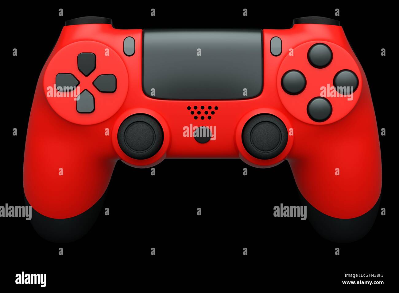 Realistic red joystick for video game controller on black background ...