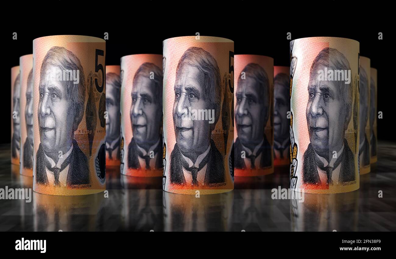 Australian Dollar money pack 3d illustration. AUD banknote bundle ...