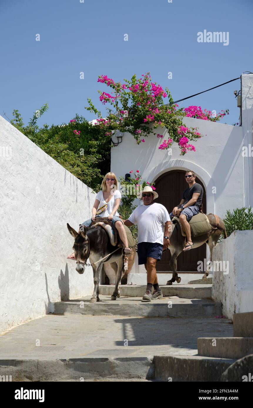 Donkey Ride Lindos Rhodes Stock Photo - Alamy