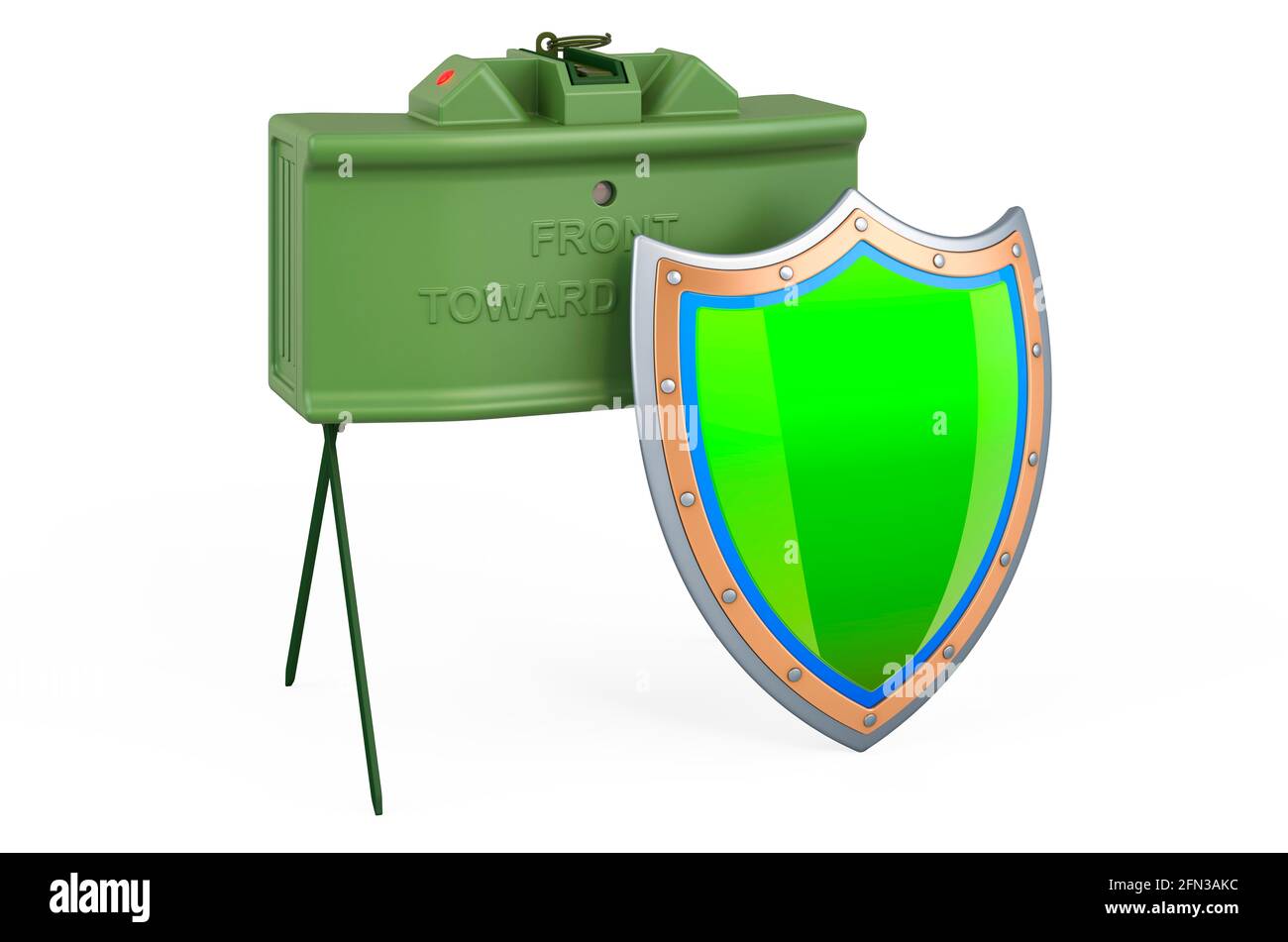 Anti-personnel mine with shield, 3D rendering isolated on white ...