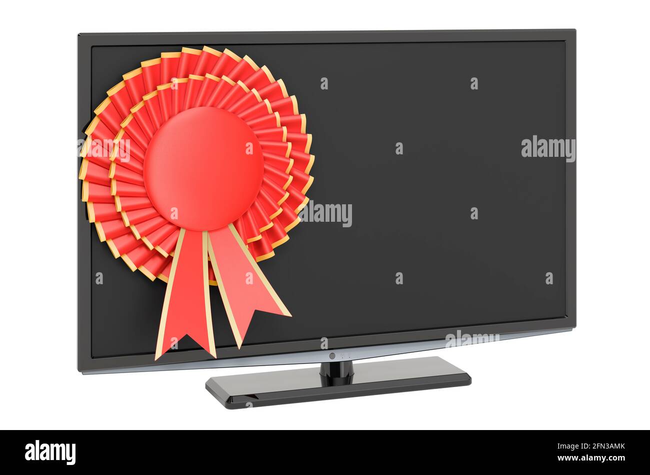 TV set with best choice badge, 3D rendering isolated on white ...
