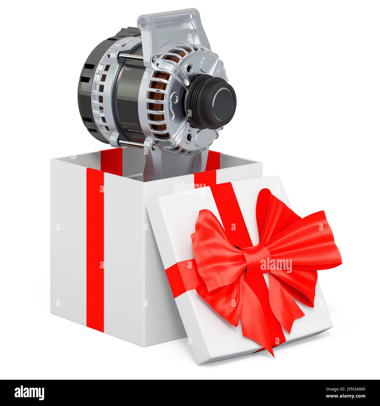 Starter inside gift box, present concept. 3D rendering isolated on ...