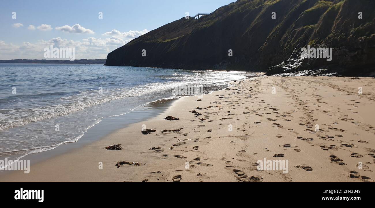 Beach, Cornwall, England , UK. 03,05,2021. The beautiful golden sand ...