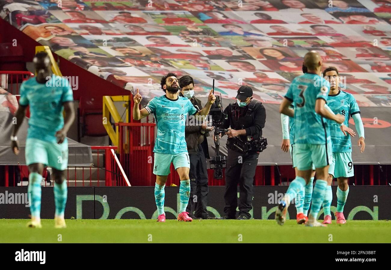 Liverpool's Mohamed Salah celebrates scoring their side's fourth goal ...