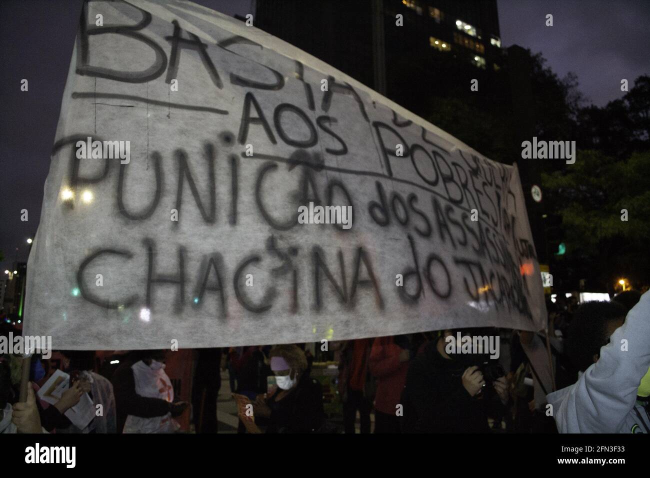 Sao Paulo, Brazil, May 13 2021: (INT) Members of black movements ...