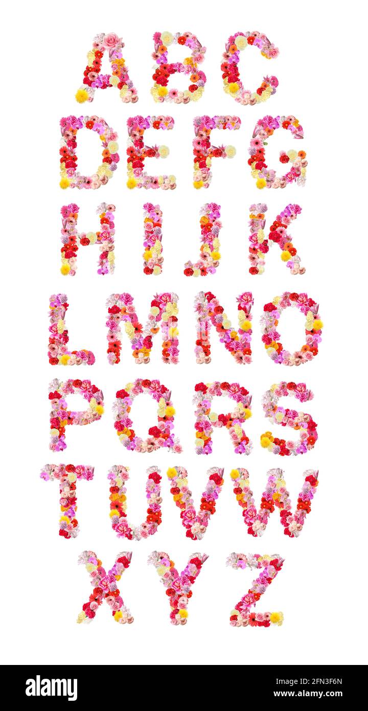 English alphabet made of beautiful flowers on white background Stock ...
