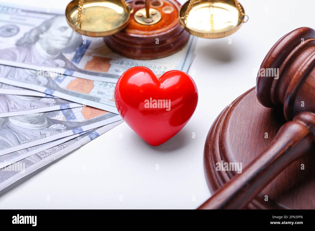 Composition with heart on white background, closeup Stock Photo - Alamy