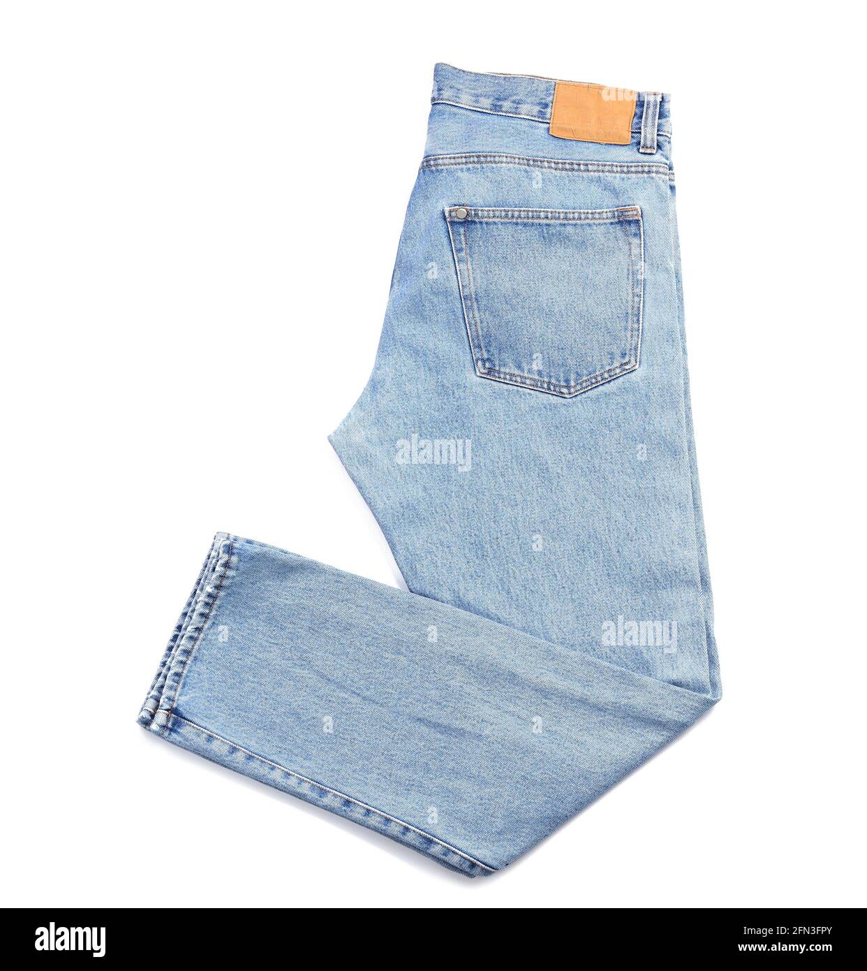 Stylish jeans on white background Stock Photo - Alamy