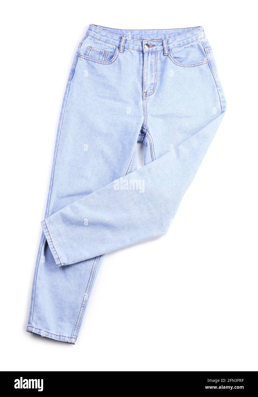 Stylish jeans on white background Stock Photo - Alamy