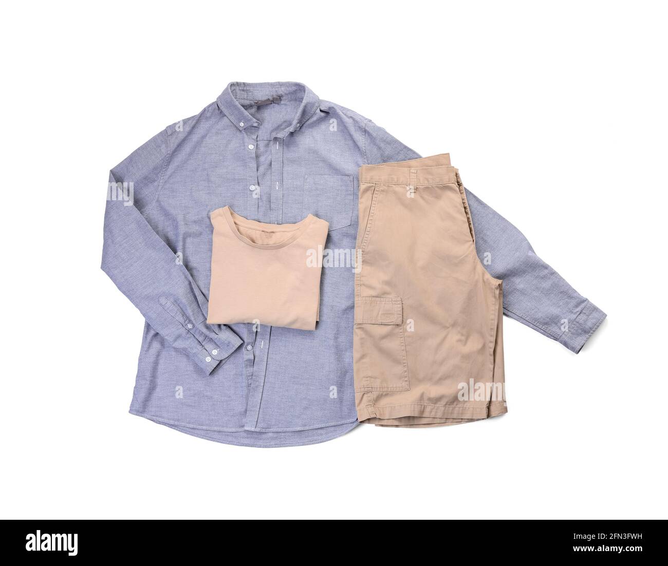 Stylish clothes on white background Stock Photo - Alamy