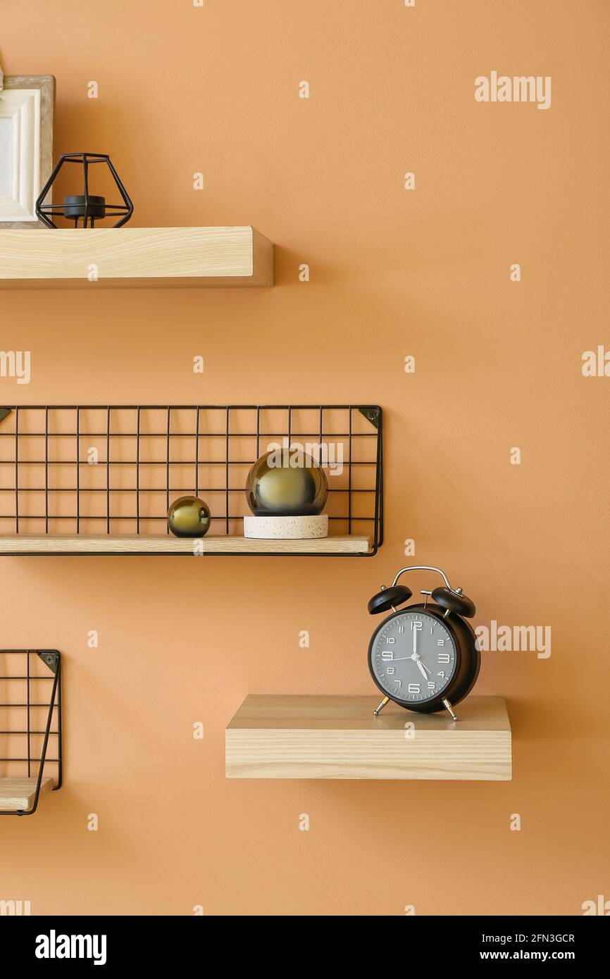 Modern shelves alarm clock hi-res stock photography and images - Alamy