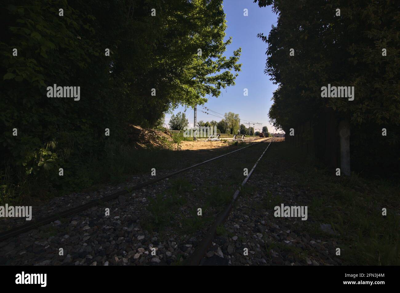 Dead end railroad track in an italian town Stock Photo - Alamy