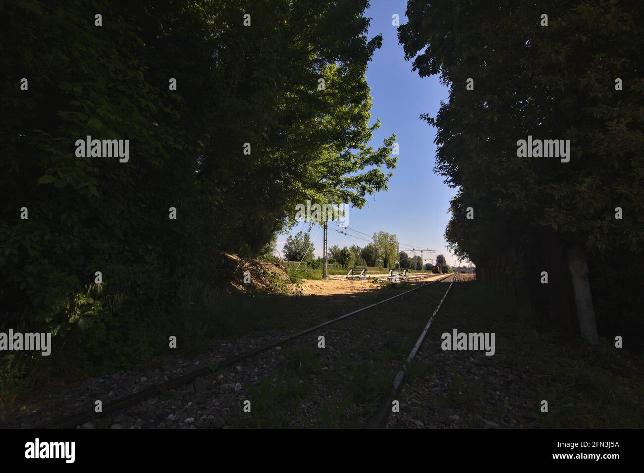 Dead end railroad track in an italian town Stock Photo - Alamy