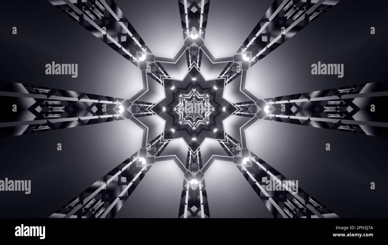 3D rendering of a futuristic grayscale background with geometric shapes ...