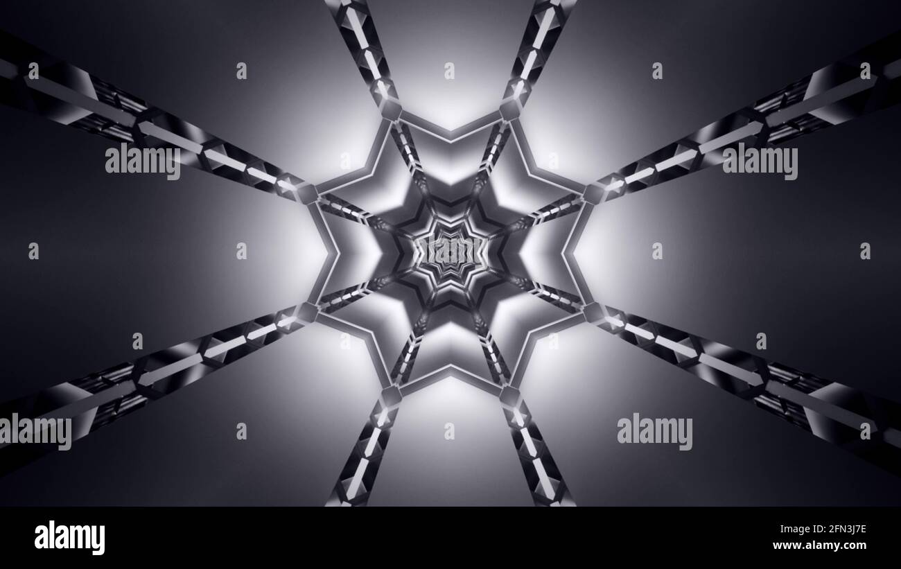 3D rendering of a futuristic grayscale background with geometric shapes ...