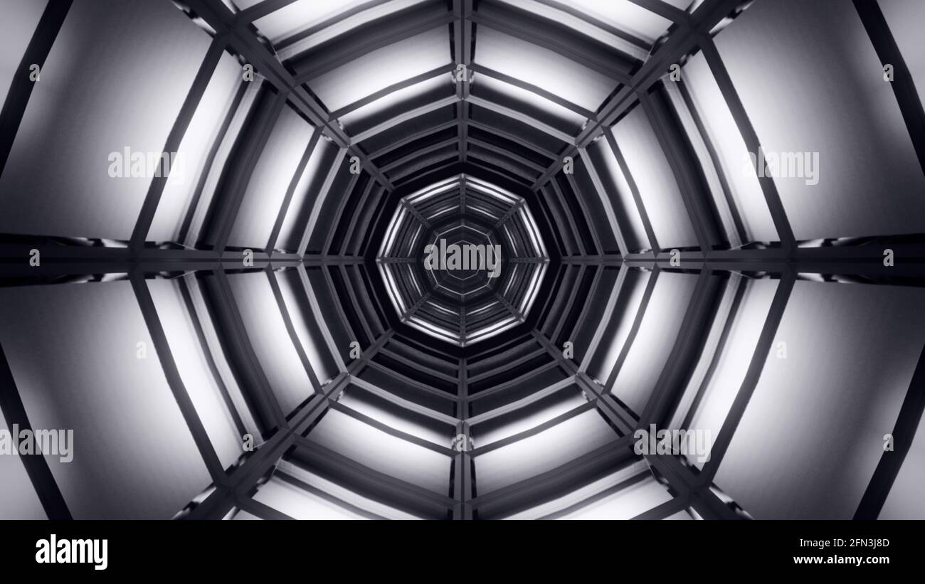 3D rendering of a futuristic grayscale background with geometric shapes ...