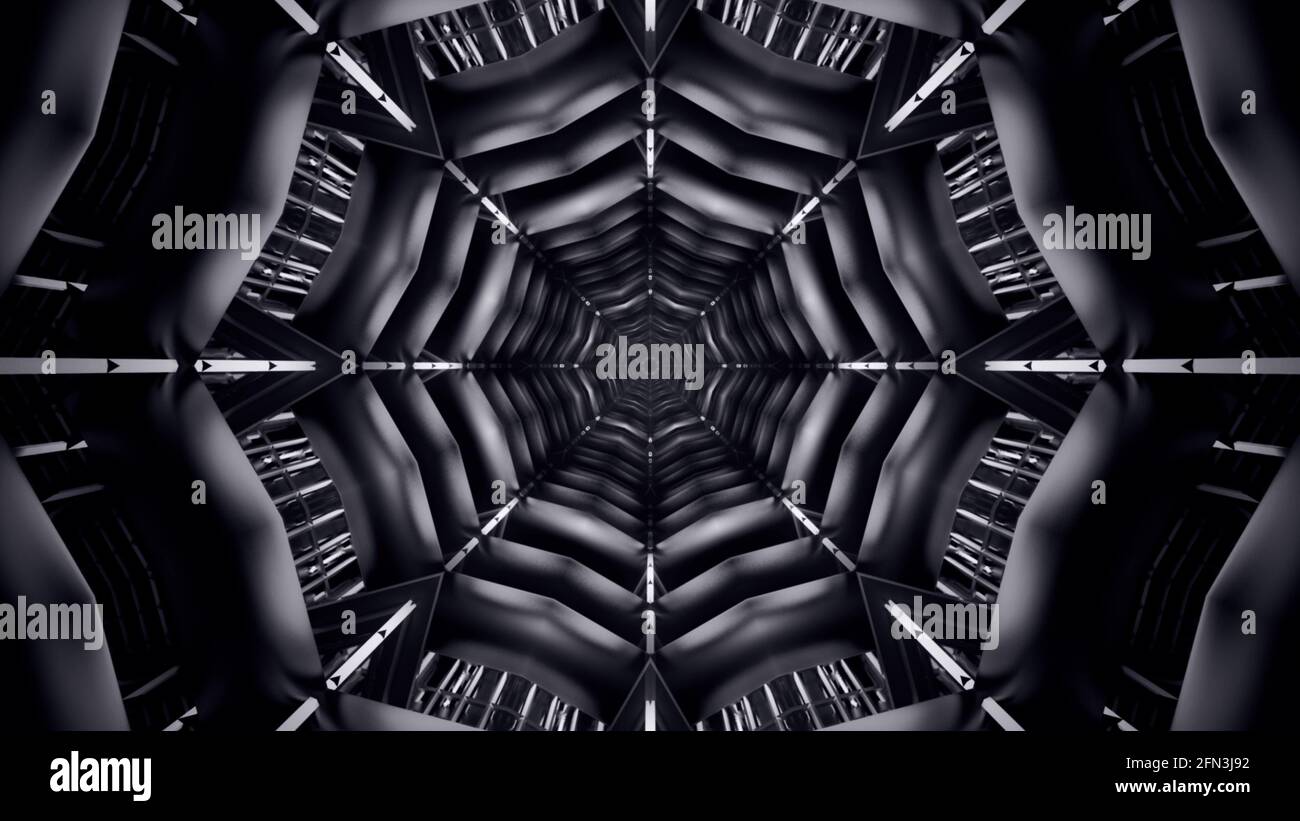 3D rendering of a futuristic grayscale background with geometric shapes ...