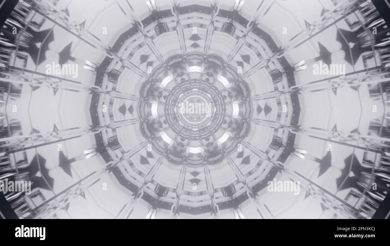 3D rendering of a futuristic grayscale background with geometric shapes ...