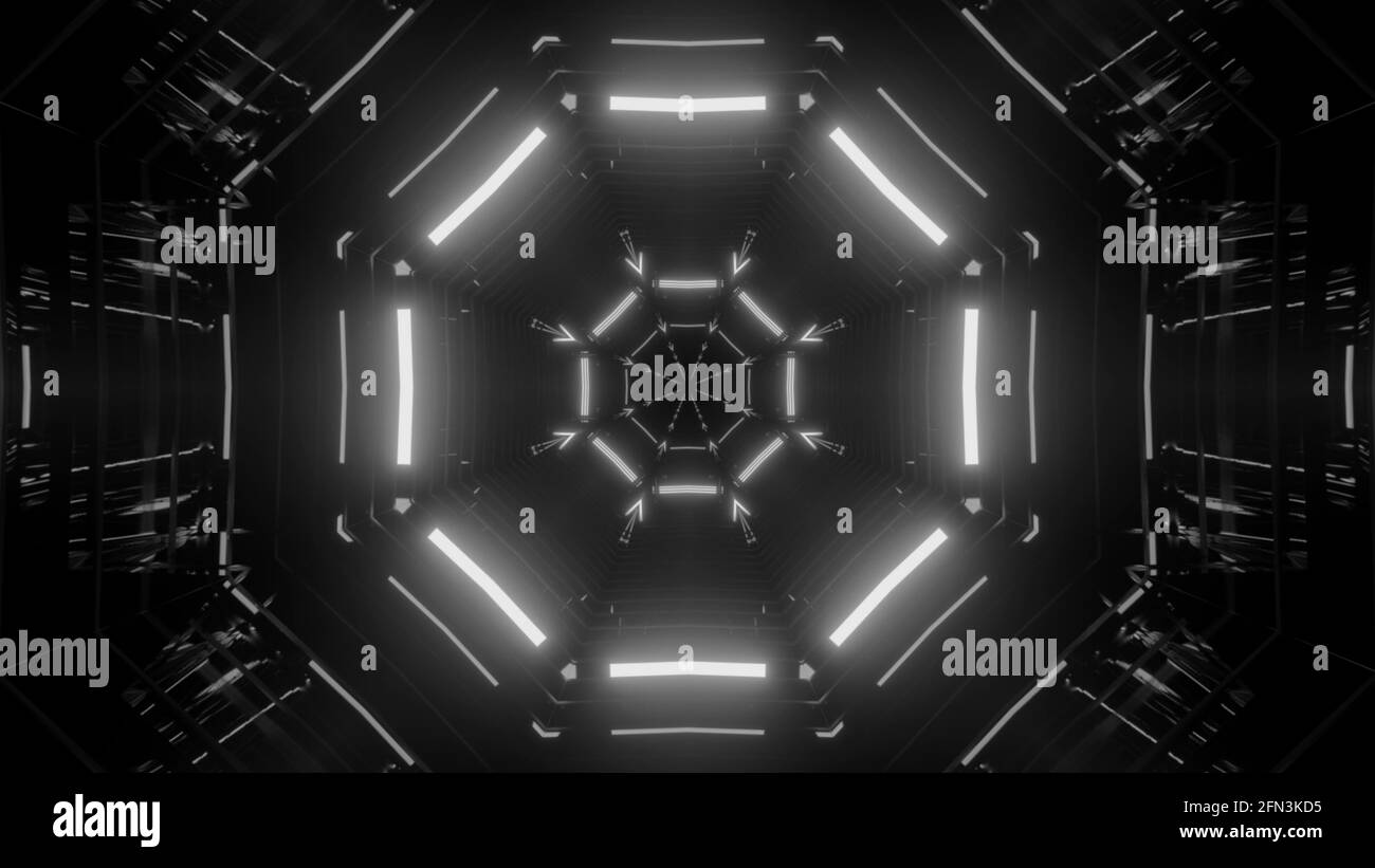 3D rendering of a futuristic grayscale background with geometric shapes ...