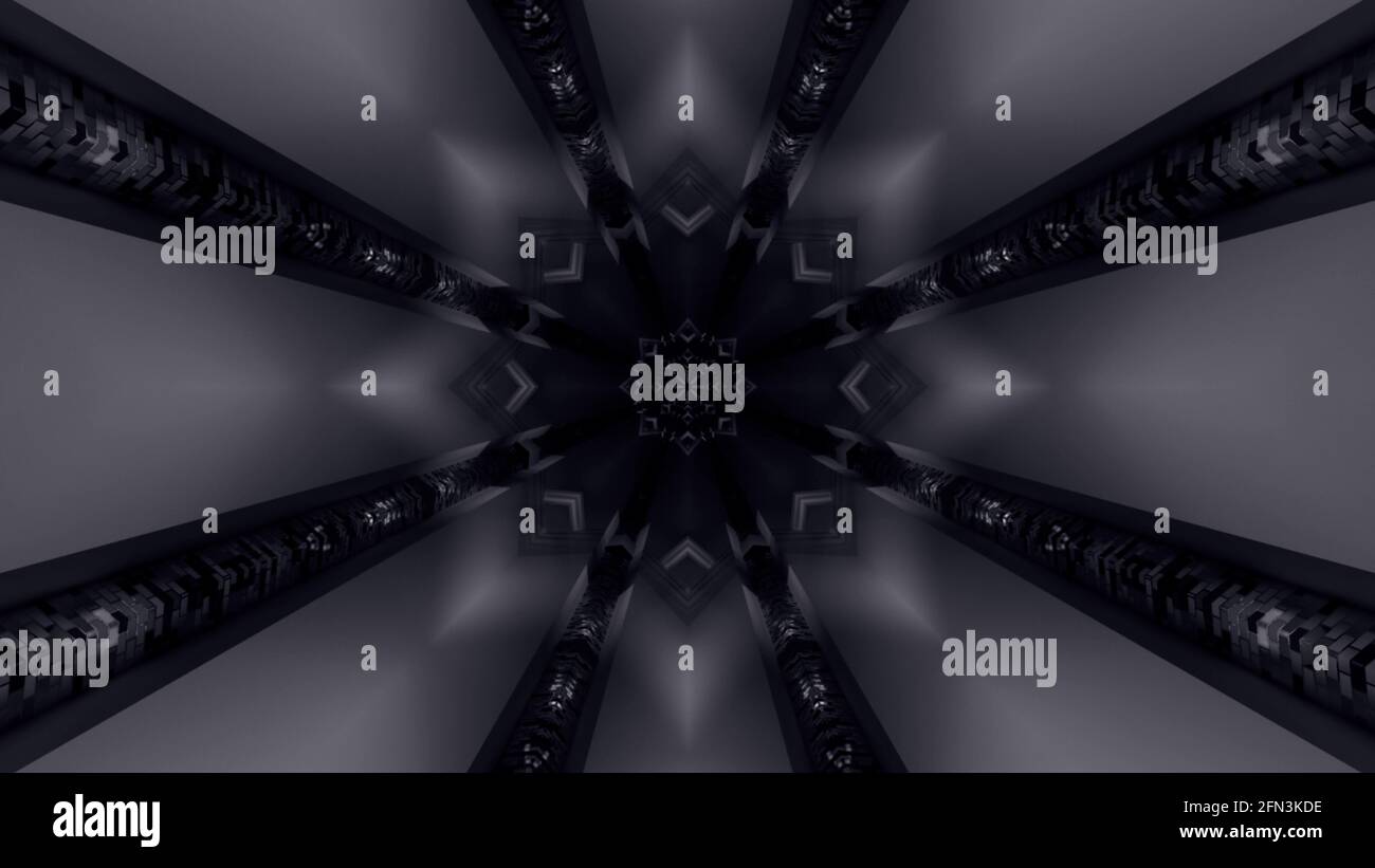 3D rendering of a futuristic grayscale background with geometric shapes ...