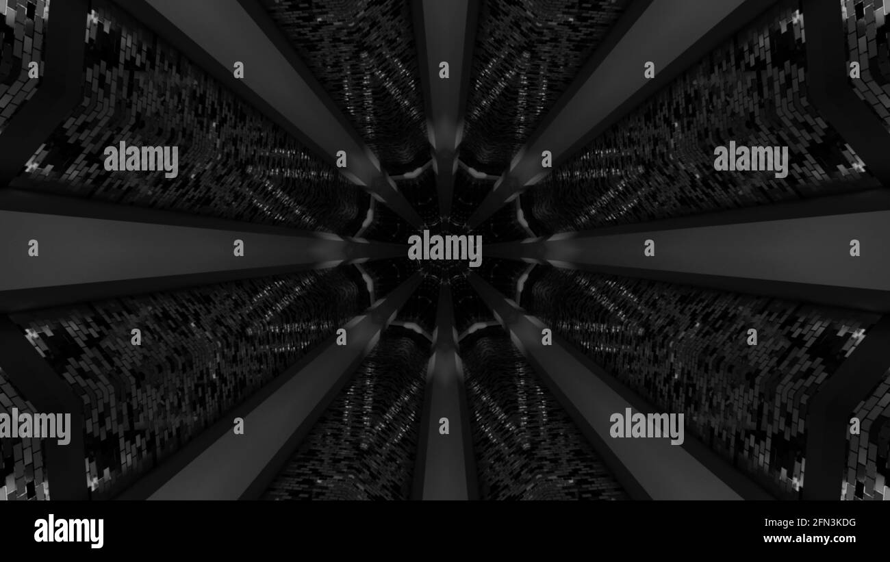 3D rendering of a futuristic grayscale background with geometric shapes ...