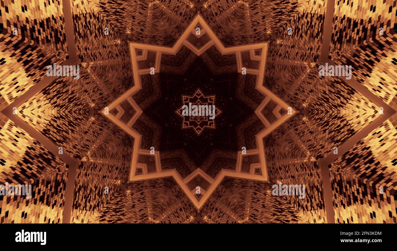 3D rendering of a futuristic background with geometric shapes and brown ...