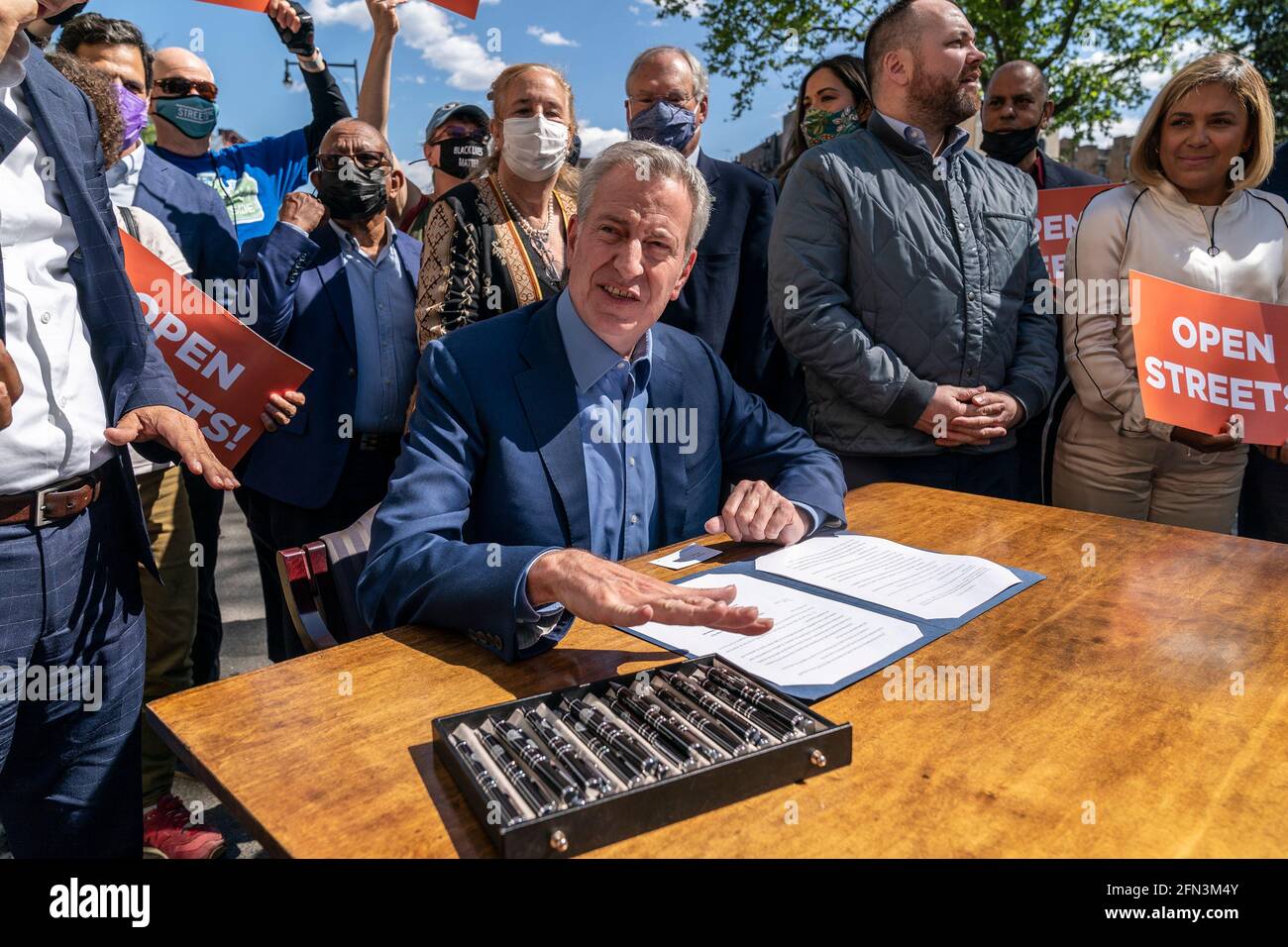 New York, United States. 13th May, 2021. Mayor Bill de Blasio signs ...