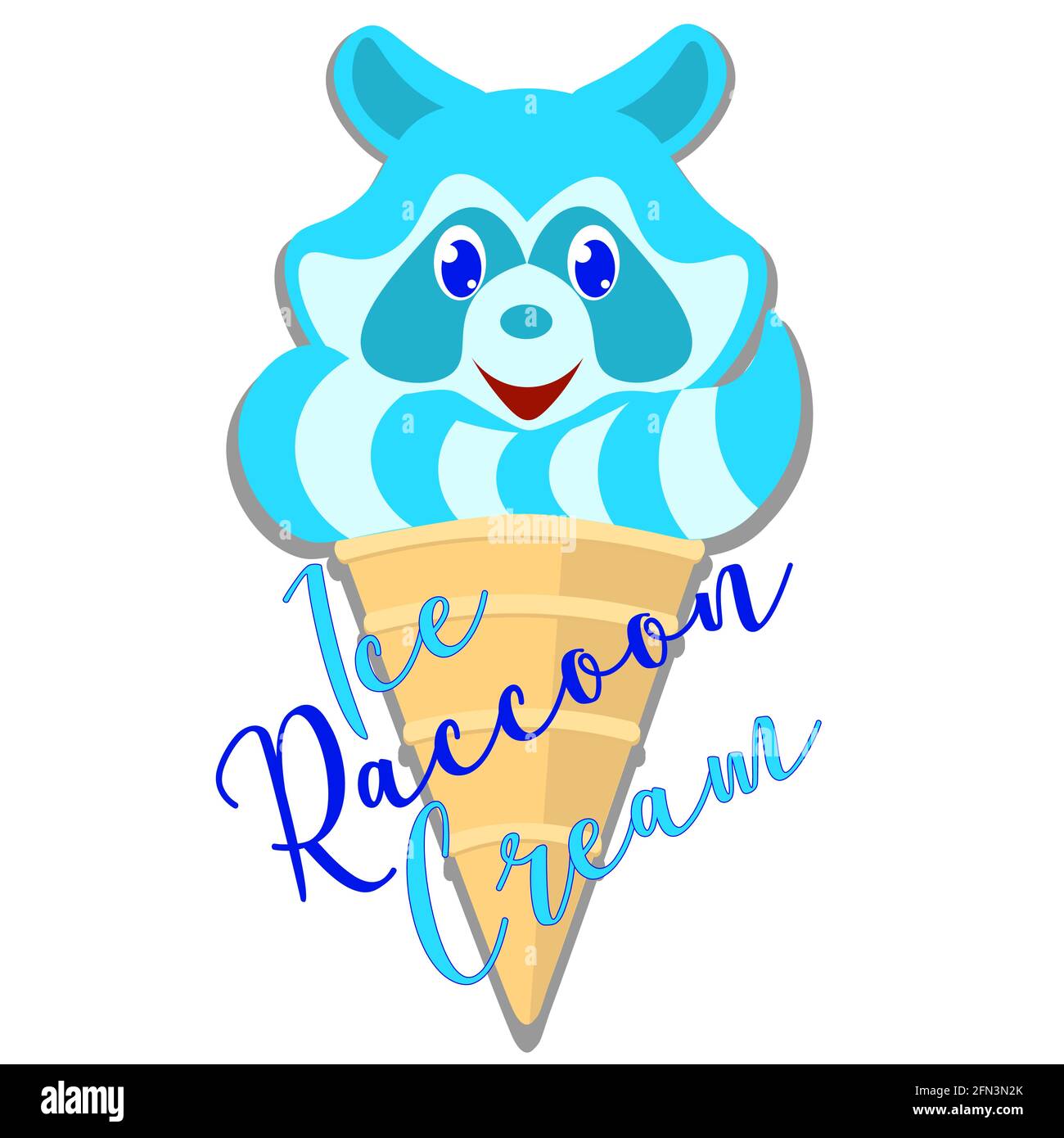 cute blue raccoon with a striped tail ice cream in cone 1 Stock Vector ...