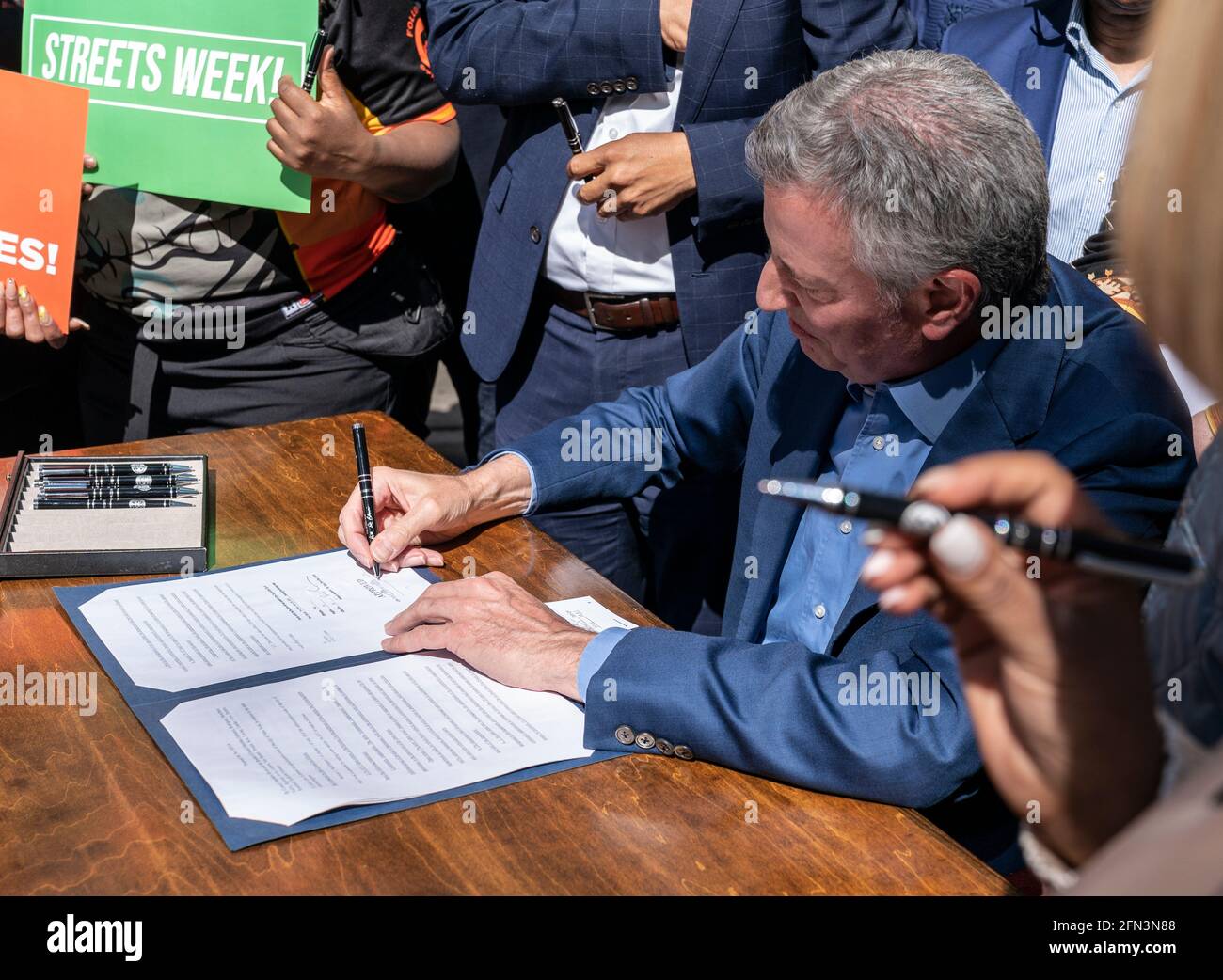 New York, NY - May 13, 2021: Mayor Bill de Blasio signs bill Intro ...