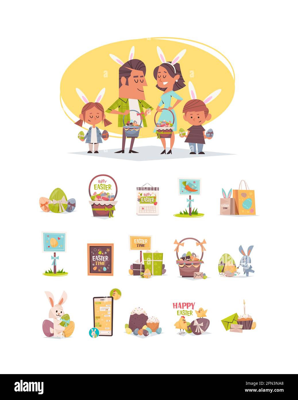 Easter family holding basket Cut Out Stock Images & Pictures - Alamy