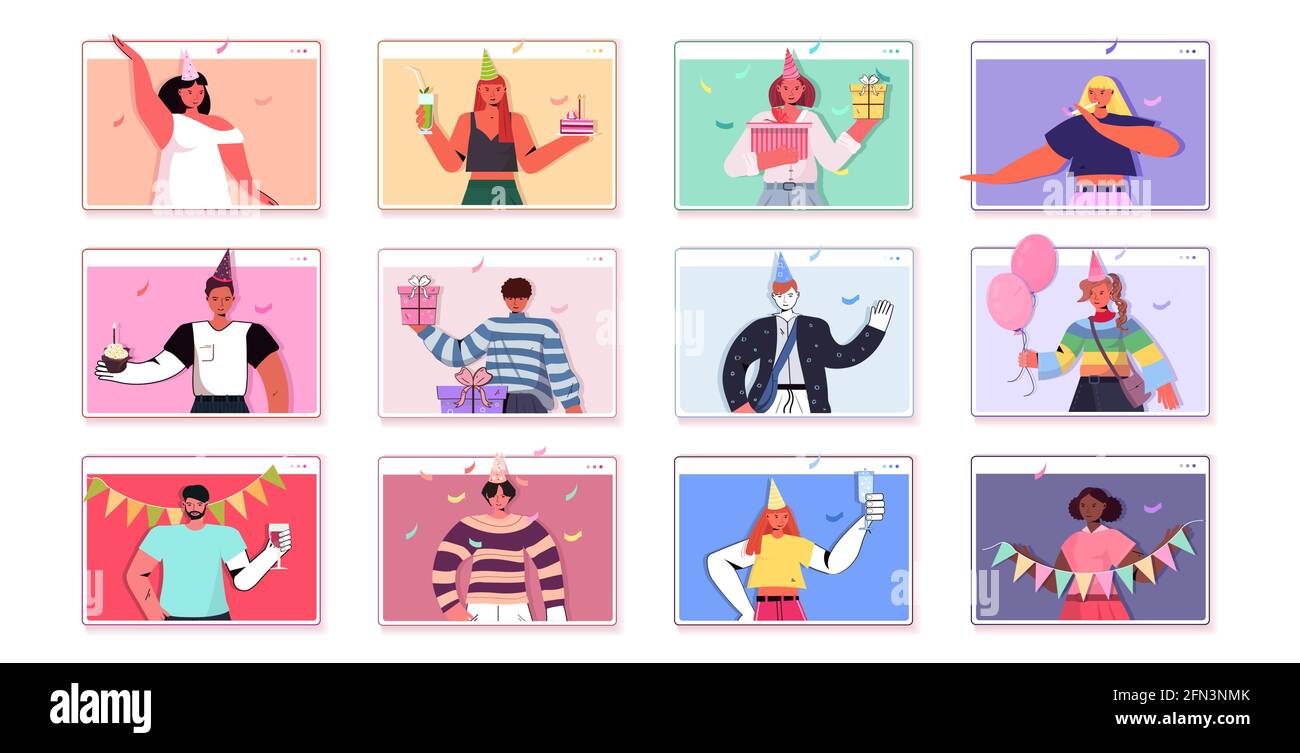 Online party women in Stock Vector Images - Alamy