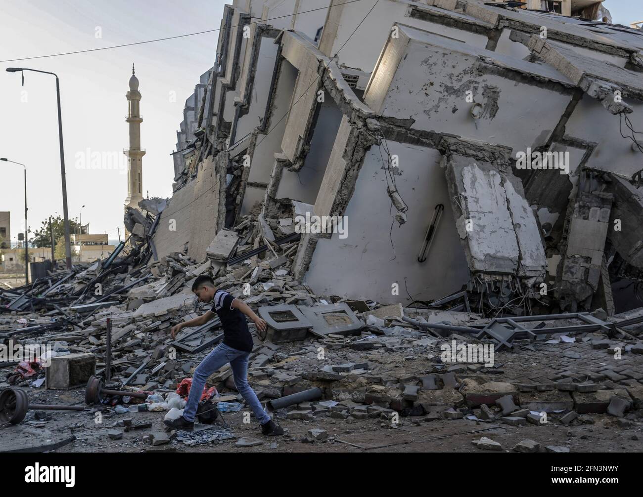 Gaza City, The Gaza Strip, Palestine. 13th May, 2021. The rubble of the ...