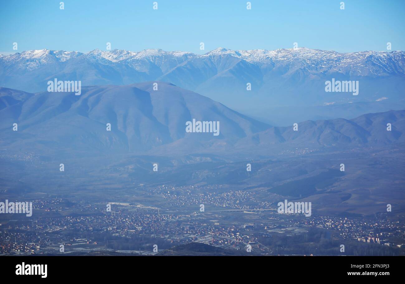 Mountains around Skopje City from Vodno Hill in Macedonia Stock Photo ...