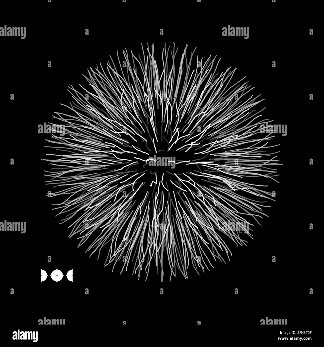 3d abstract sphere. Array with dynamic particles. Modern science and ...