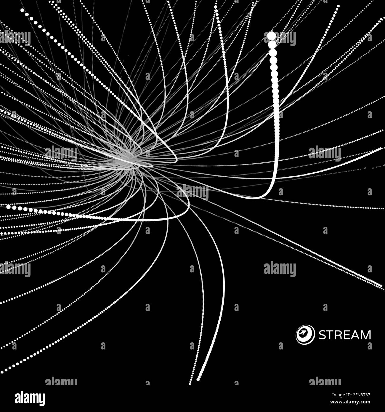 Abstract science or technology background. Array with dynamic particles ...