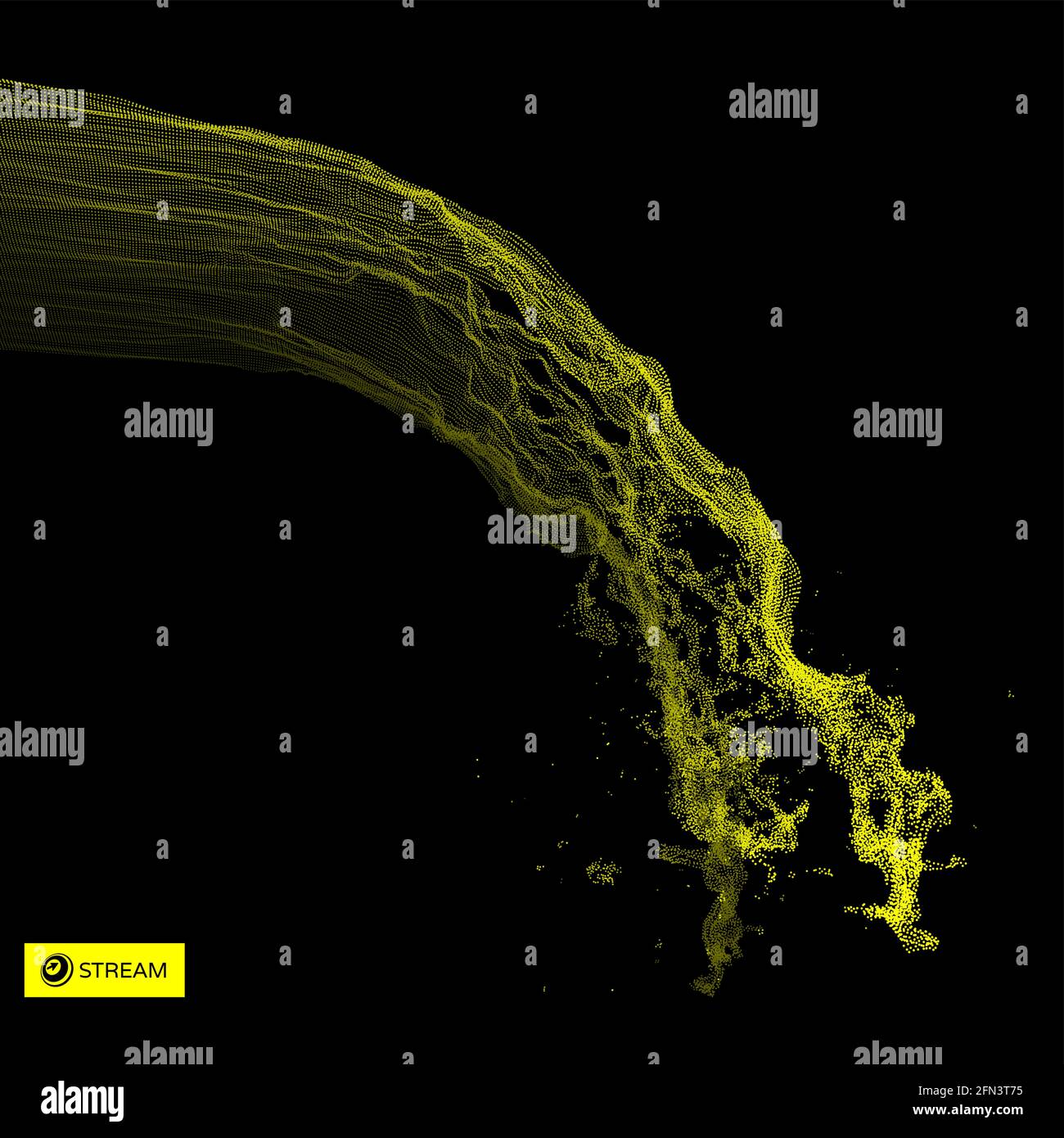 Array with Dynamic Emitted Particles. Water Splash Imitation. Abstract ...