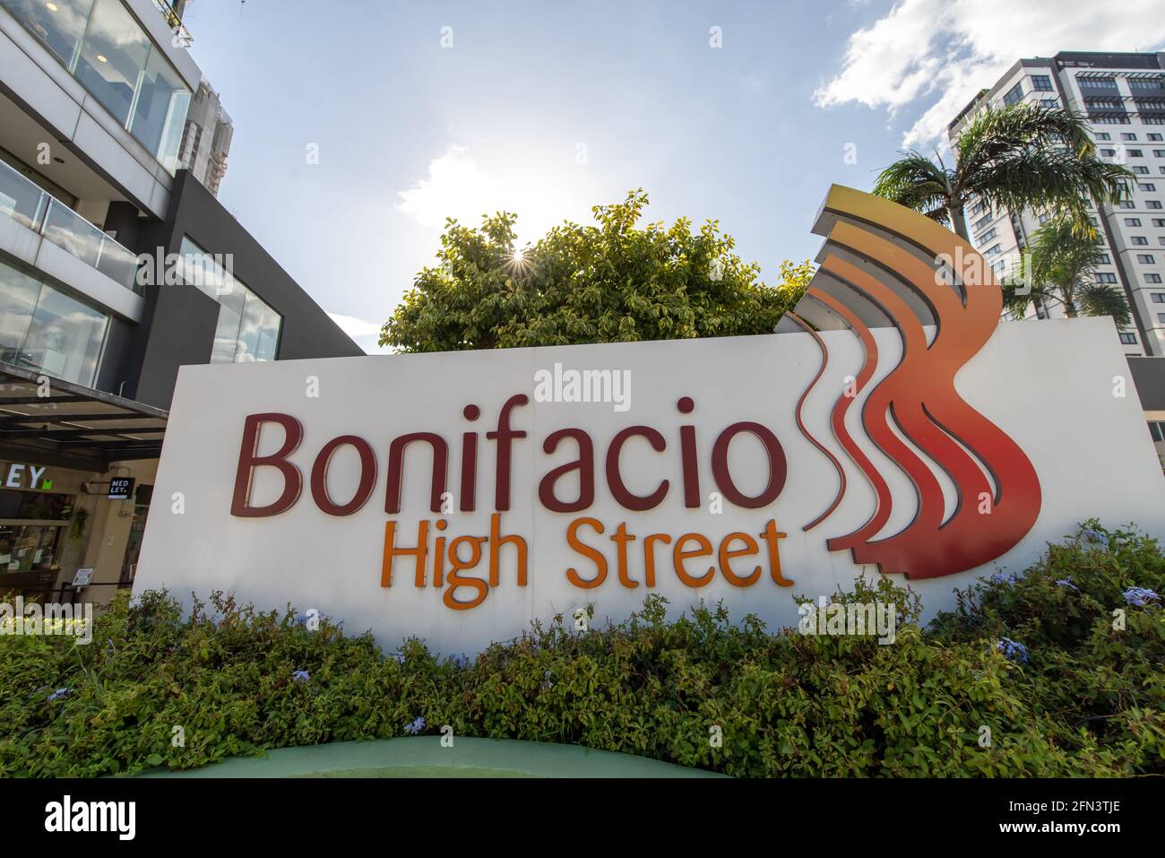 May 13, 2021 Entrance at Bonifacio High Street at Makati, Metro Manila ...