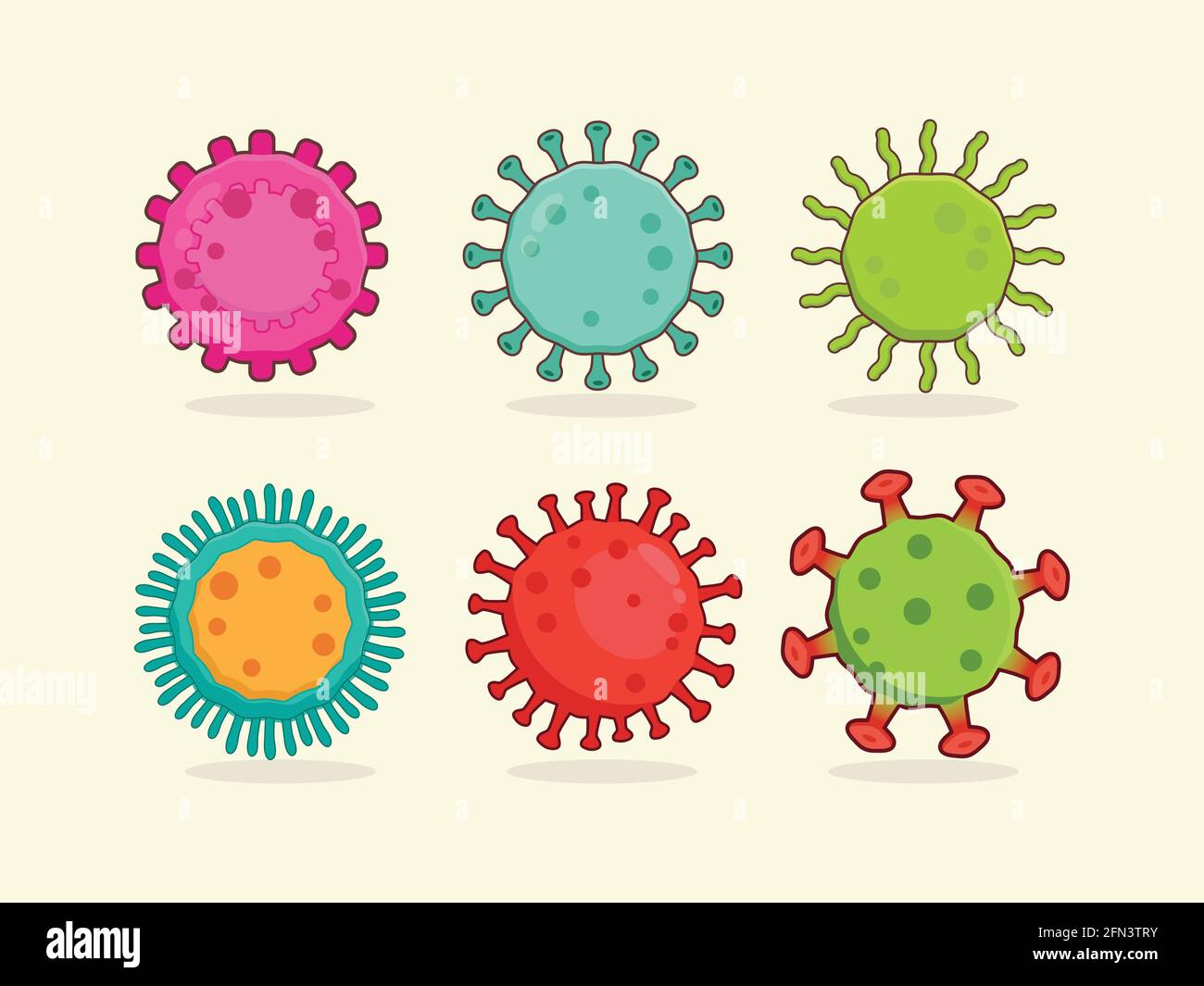 Vector Illustration of Red Virus Character with cute face, simple hands ...