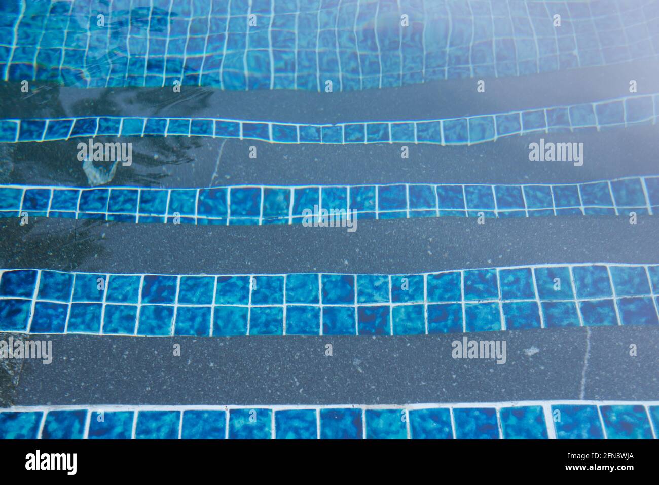 Wavy blue tiles in a swimming pool create an abstract pattern Stock ...