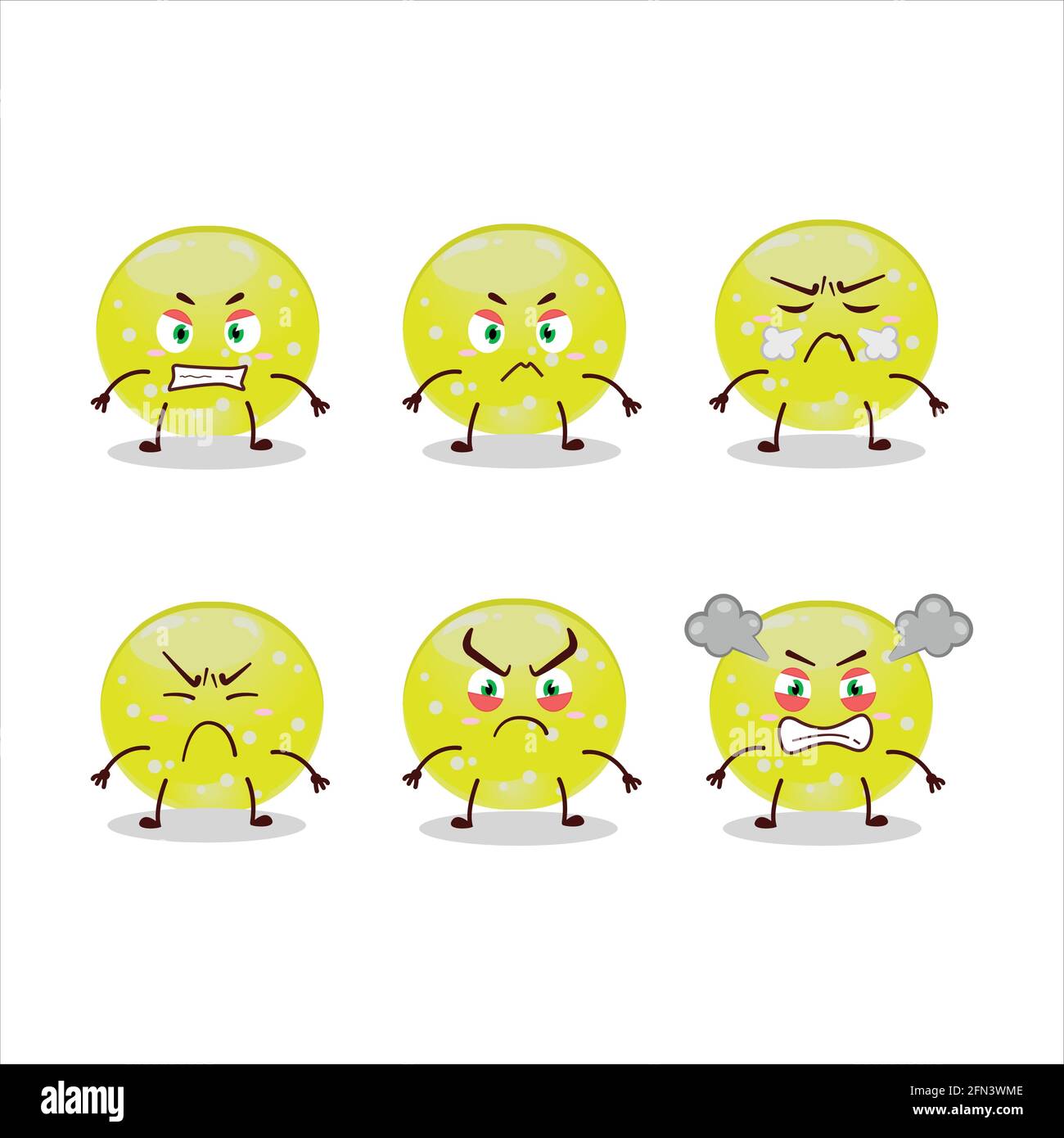 Jelly sweets candy green cartoon character with various angry ...