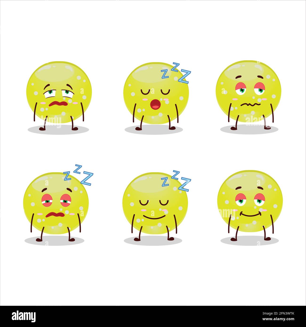 Cartoon character of jelly sweets candy green with sleepy expression ...