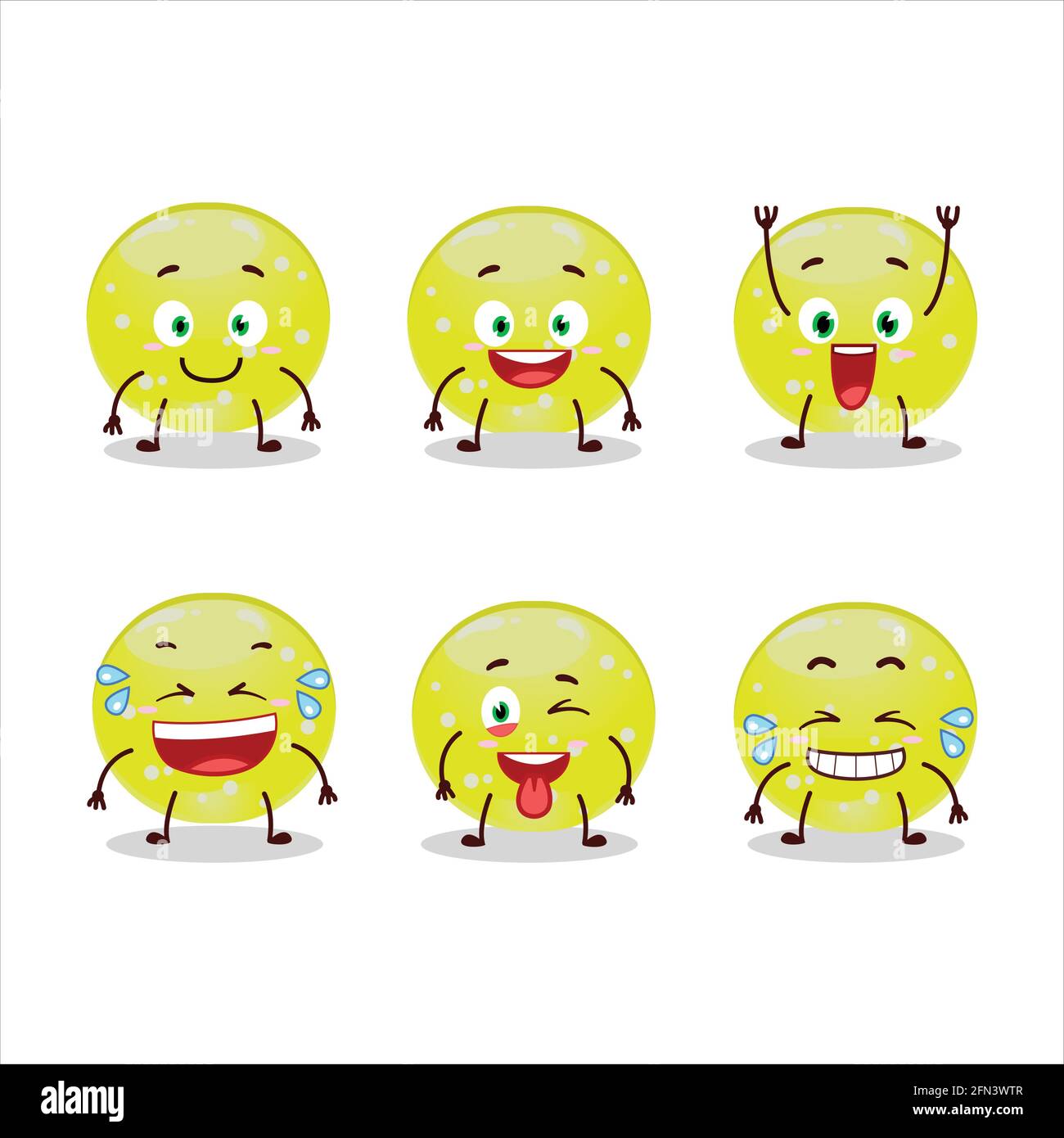 Cartoon character of jelly sweets candy green with smile expression ...