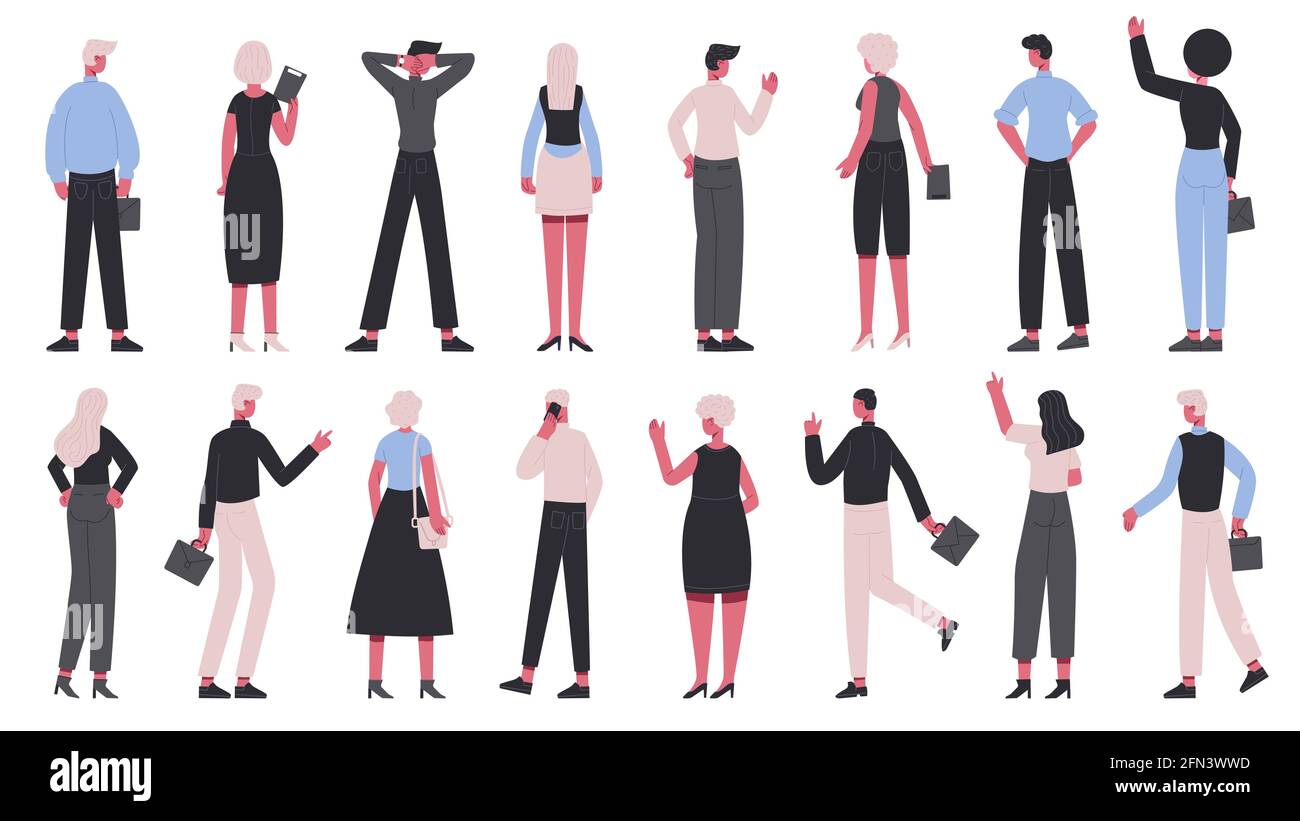 Back view business characters. Office workers view from back, business ...