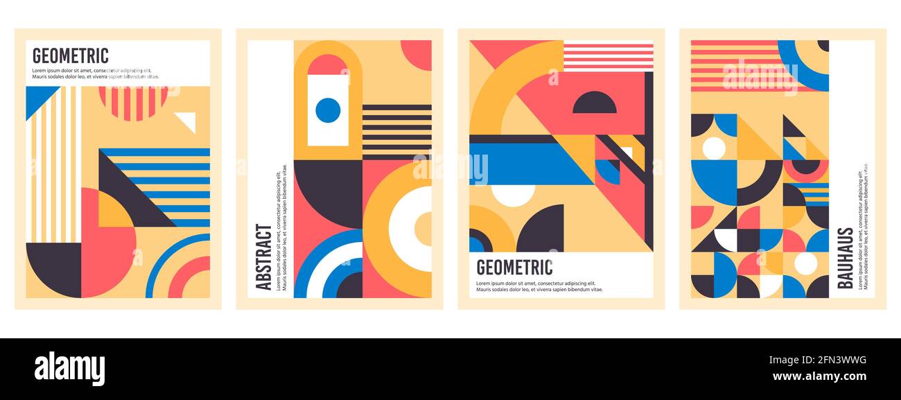 Bauhaus posters. Abstract geometric patterns, circles, triangles and ...