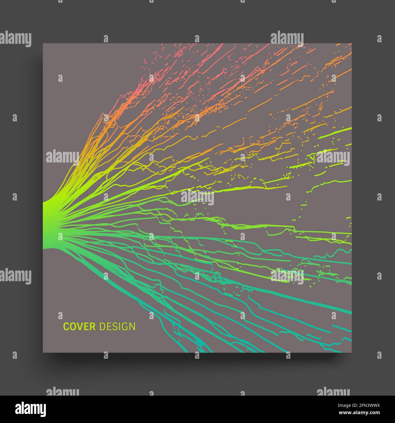 Array with dynamic particles. Composition with motion effect. Abstract ...
