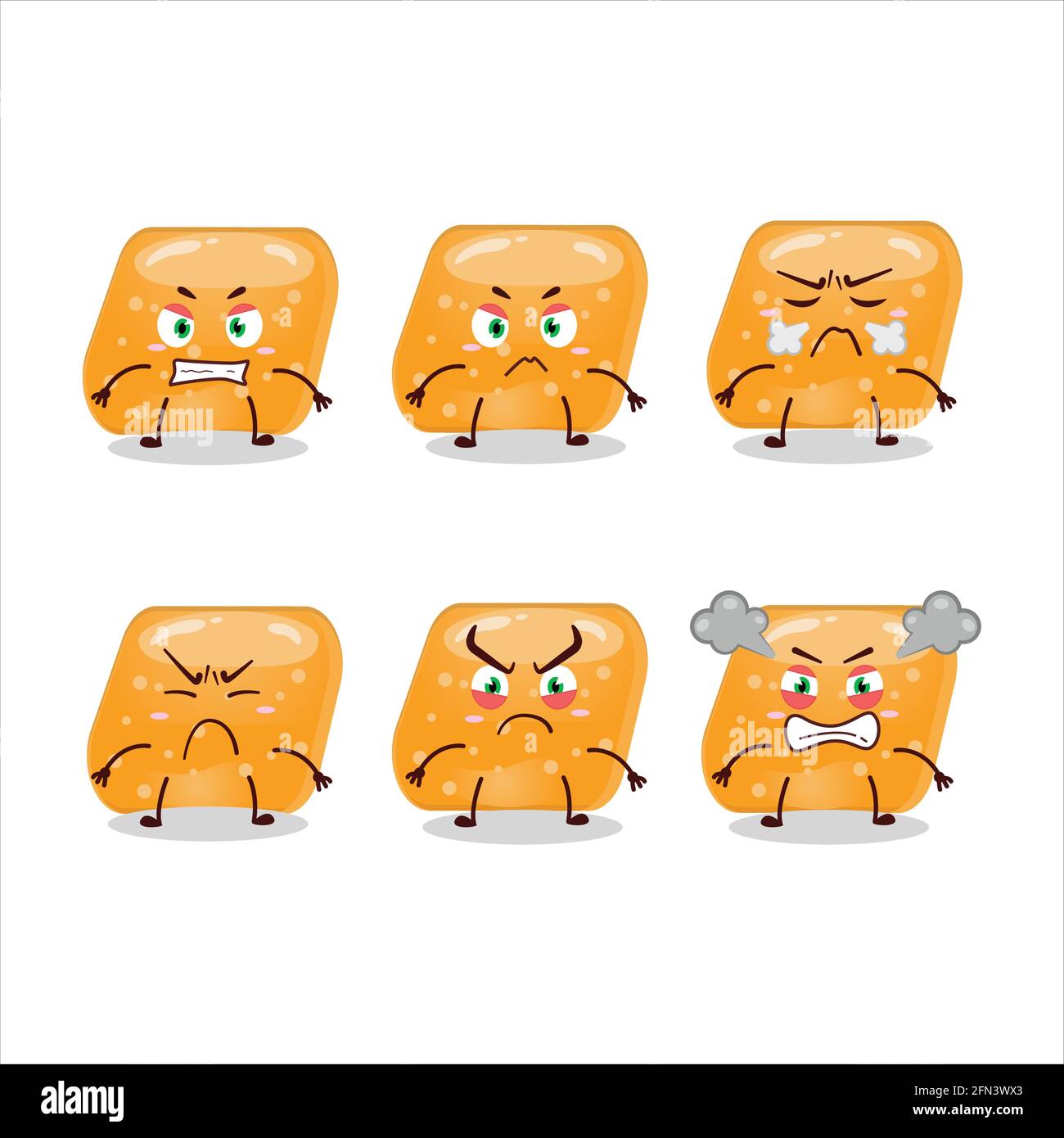 Jelly sweets candy orange cartoon character with various angry ...