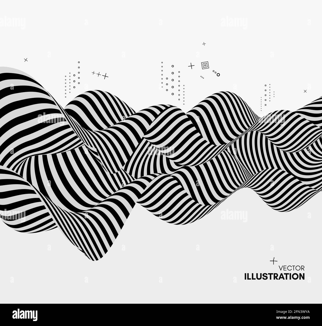 Black and white design. Pattern with optical illusion. Abstract 3D ...
