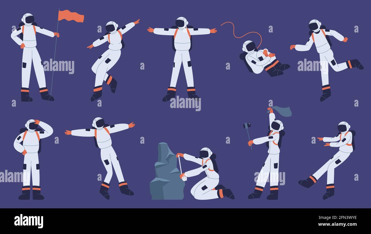 Astronaut character. Cartoon spaceman wearing spacesuit in outer space ...